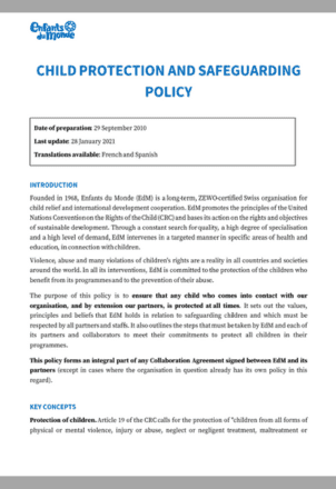 Child protection and safeguarding policy - Enfants du monde